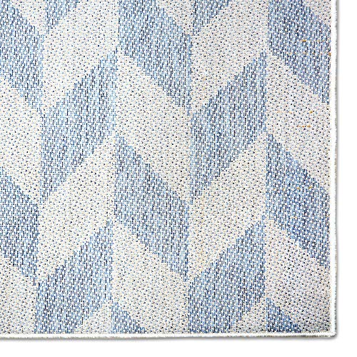 Nicole Miller New York Patio Country Calla Contemporary Herringbone Indoor/Outdoor Area Rug, Blue/Grey, 5'2"x7'2"