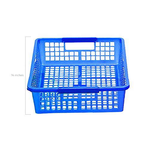 Plastic Organization Storage Baskets for Kids - Set of 6 Bins with Handles - Classroom Teacher and Supplies - Basket Size - 13" x 9 3/4" x 3"