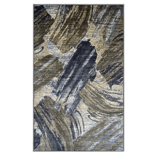 SUPERIOR Glenbrook Modern Abstract Non-Slip Indoor Area Rug with Foam Backing, 5' x 8', Brown-Beige
