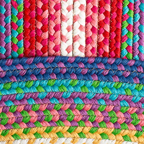 SAFAVIEH Braided Collection 3' x 5' Oval Multi BRD316A Handmade Boho Reversible Area Rug