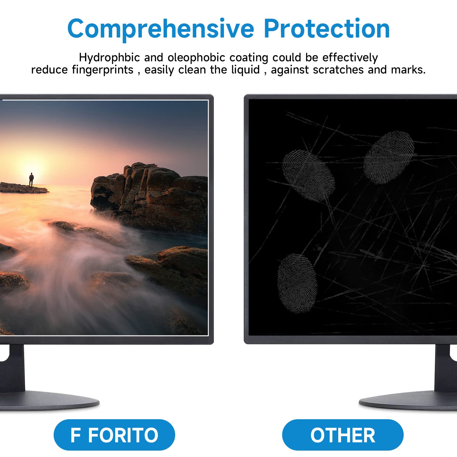 F FORITO 2-Pack 21.5 inch Anti Glare Matte Computer Screen Protector for 16:9 Monitor, Eye Protection Computer Screen Cover Compatible with 21.5" Acer/HP/Dell/Lenovo/ASUS/LG/MSI Desktop