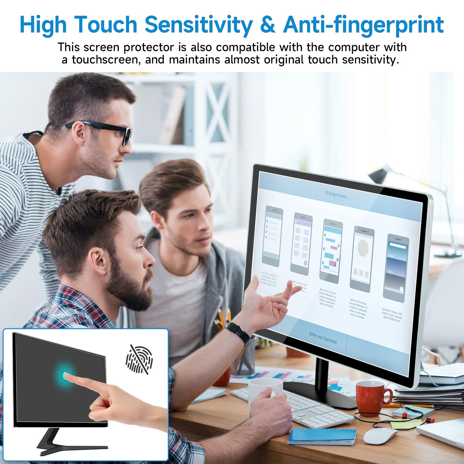 F FORITO 2-Pack 21.5 inch Anti Glare Matte Computer Screen Protector for 16:9 Monitor, Eye Protection Computer Screen Cover Compatible with 21.5" Acer/HP/Dell/Lenovo/ASUS/LG/MSI Desktop