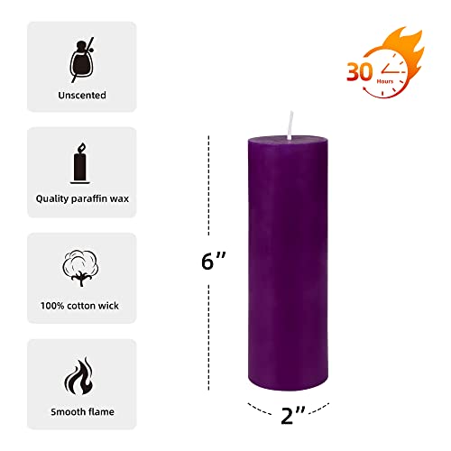 Zest Candle Pillar Candle, 2 by 6-Inch, Purple