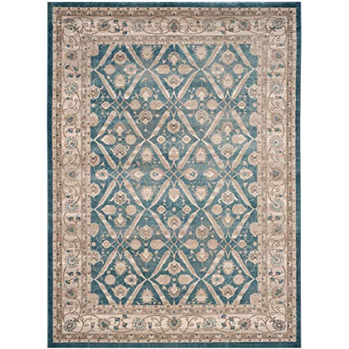 SAFAVIEH Sofia Collection 9' x 12' Blue / Beige SOF378C Vintage Oriental Distressed Non-Shedding Living Room Bedroom Dining Home Office Area Rug