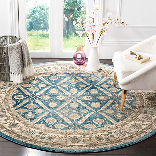 SAFAVIEH Sofia Collection 9' x 12' Blue / Beige SOF378C Vintage Oriental Distressed Non-Shedding Living Room Bedroom Dining Home Office Area Rug