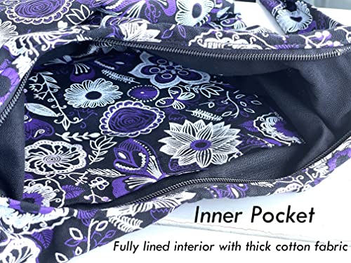Fully Lined Butterfly Boho Crossbody Purse - Handmade Hippie Hobo Sling Shoulder Bag - Medium (Purple Passion)