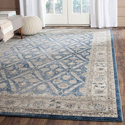 SAFAVIEH Sofia Collection 9' x 12' Blue / Beige SOF378C Vintage Oriental Distressed Non-Shedding Living Room Bedroom Dining Home Office Area Rug
