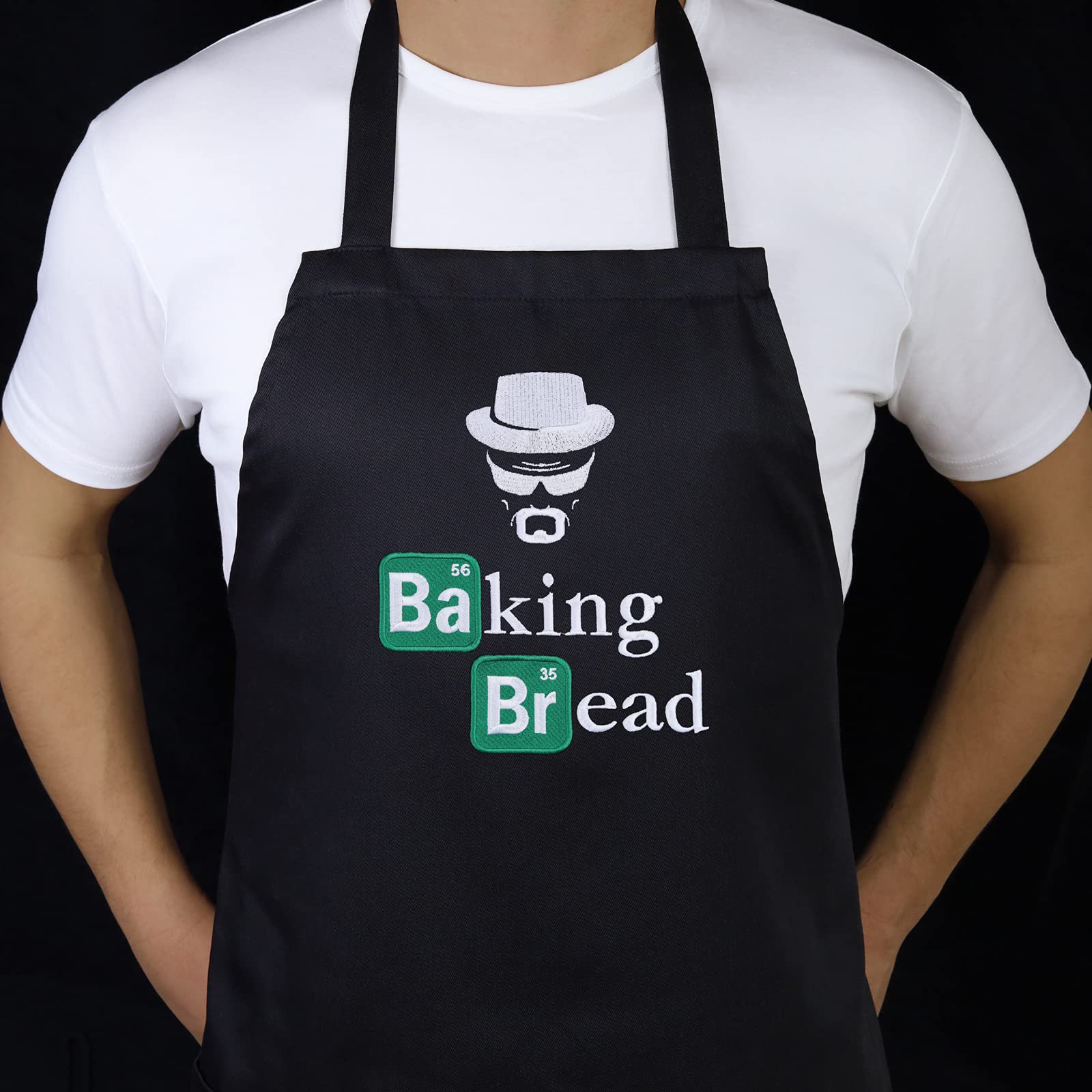 EXPRESS-STICKEREI BAKING BREAD Embroidered Bib Apron with Slogan for hobbybakers adjustable baking Apron with Pocket for men women Kitchen Gift for Mother, Daughter, Grandma, Grandfather, Father