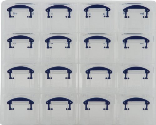 Really Useful Organiser, 16 x 0.14 Litre Storage Boxes in a Clear Plastic Organiser and Clear Boxes