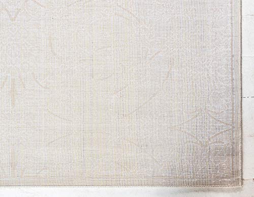 Unique Loom Rushmore Collection Classic Traditional Tone Textured Intricate Design Area Rug, 7 ft x 10 ft, Tan/White