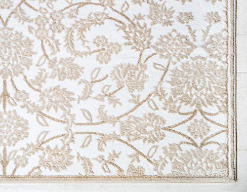Unique Loom Rushmore Collection Classic Traditional Tone Textured Intricate Design Area Rug, 7 ft x 10 ft, Tan/White