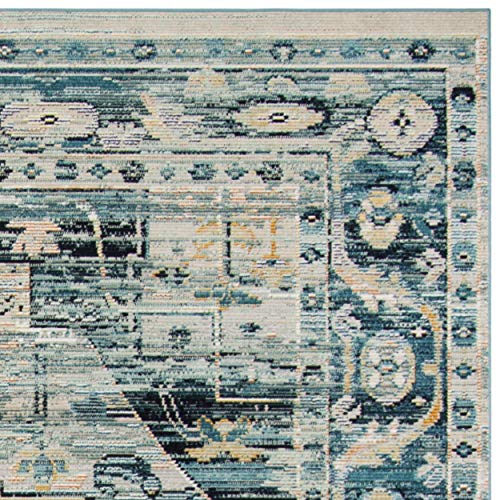 SAFAVIEH Crystal Collection 8' x 10' Teal / Purple CRS503D Boho Chic Oriental Medallion Distressed Non-Shedding Living Room Bedroom Dining Home Office Area Rug