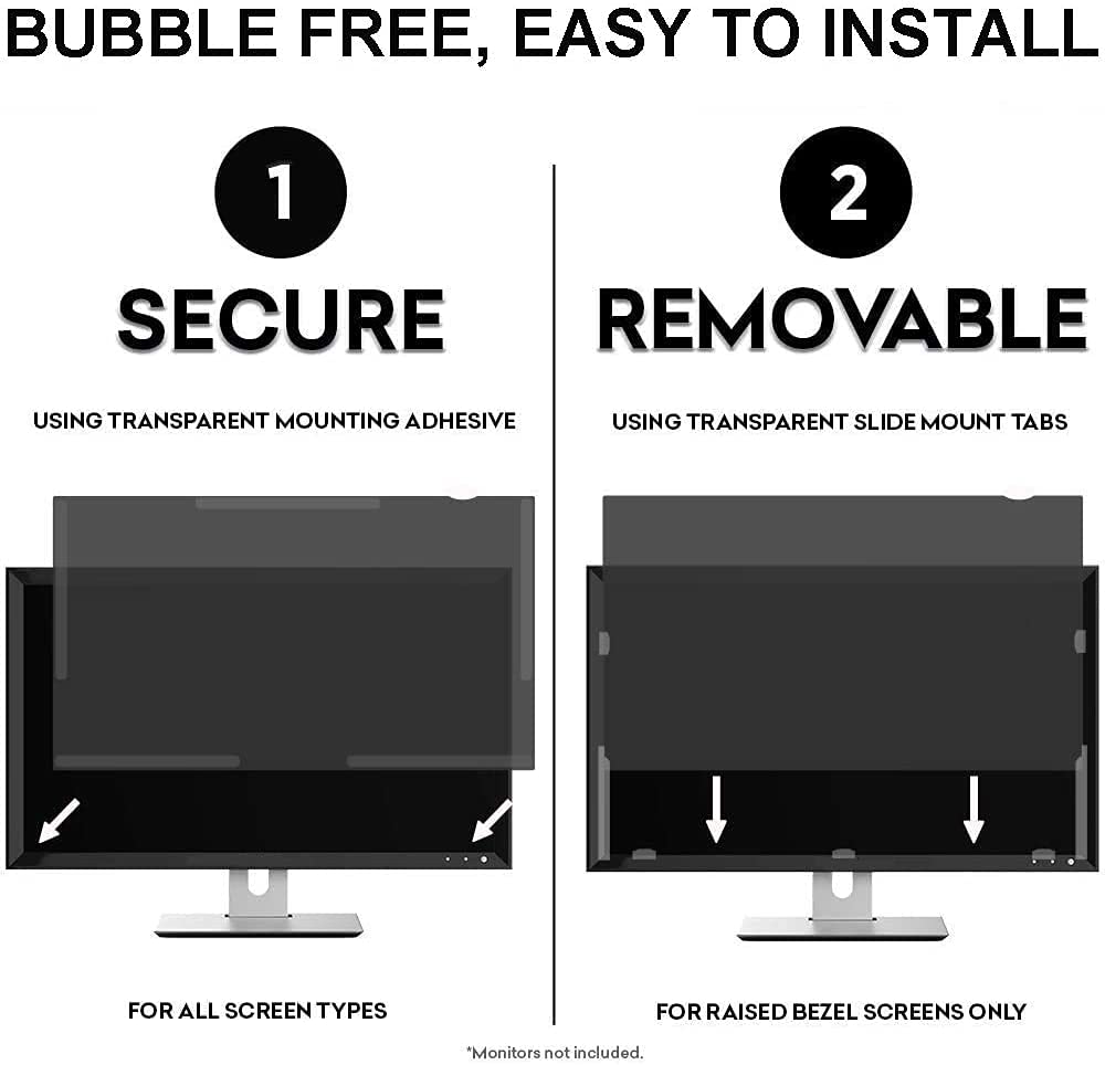 Nusign+ Computer Privacy Screen Filter 27 inches for Widescreen Monitor – Date Protection Desktop Security Anti-Glare, Anti-Scratch, Blocks 96% UV–16:9 Aspect Ratio, Inch (Diagonal) - 16:9 Ratio