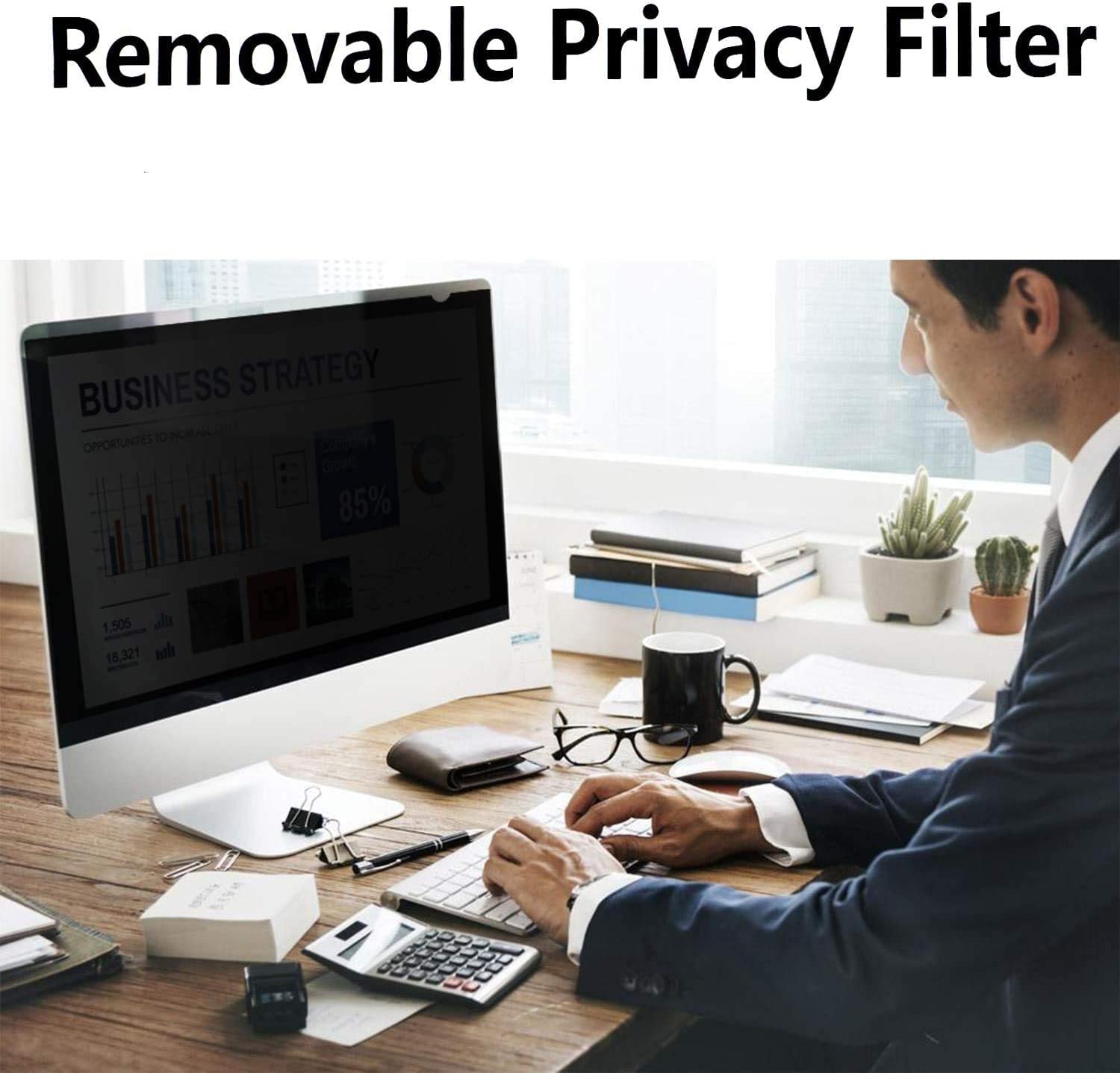 Nusign+ Computer Privacy Screen Filter 27 inches for Widescreen Monitor – Date Protection Desktop Security Anti-Glare, Anti-Scratch, Blocks 96% UV–16:9 Aspect Ratio, Inch (Diagonal) - 16:9 Ratio