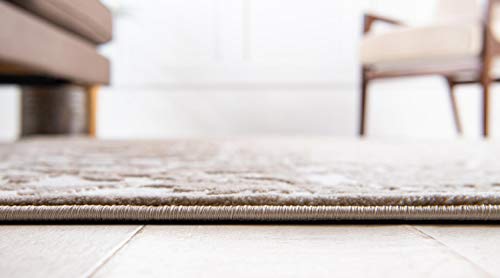 Unique Loom Rushmore Collection Classic Traditional Tone Textured Intricate Design Area Rug, 7 ft x 10 ft, Tan/White