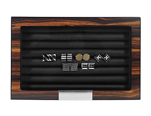 Lifomenz Co Wood Cufflink Box with Glass Window Cufflink Display Case Ring Organizer and Cufflink Box for men Hold 36-46 Pairs