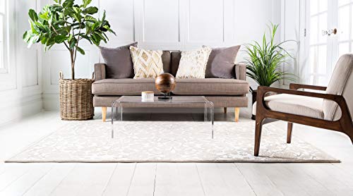 Unique Loom Rushmore Collection Classic Traditional Tone Textured Intricate Design Area Rug, 7 ft x 10 ft, Tan/White
