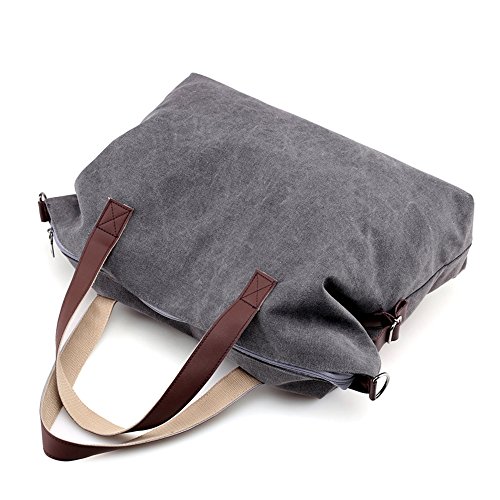 PILER Women's Casual Vintage Hobo Canvas Daily Purse Top Handle Shoulder Tote Shopper Handbag Large Capacity Casual Bag (white) (blue)