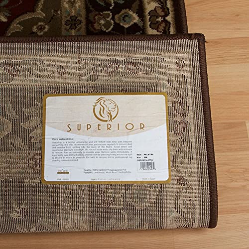 SUPERIOR Traditional Ornamental Floral Classic Formal Indoor Runner Rug, 2' 7" x 8', Chocolate