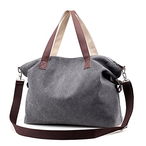 PILER Women's Casual Vintage Hobo Canvas Daily Purse Top Handle Shoulder Tote Shopper Handbag Large Capacity Casual Bag (white) (blue)
