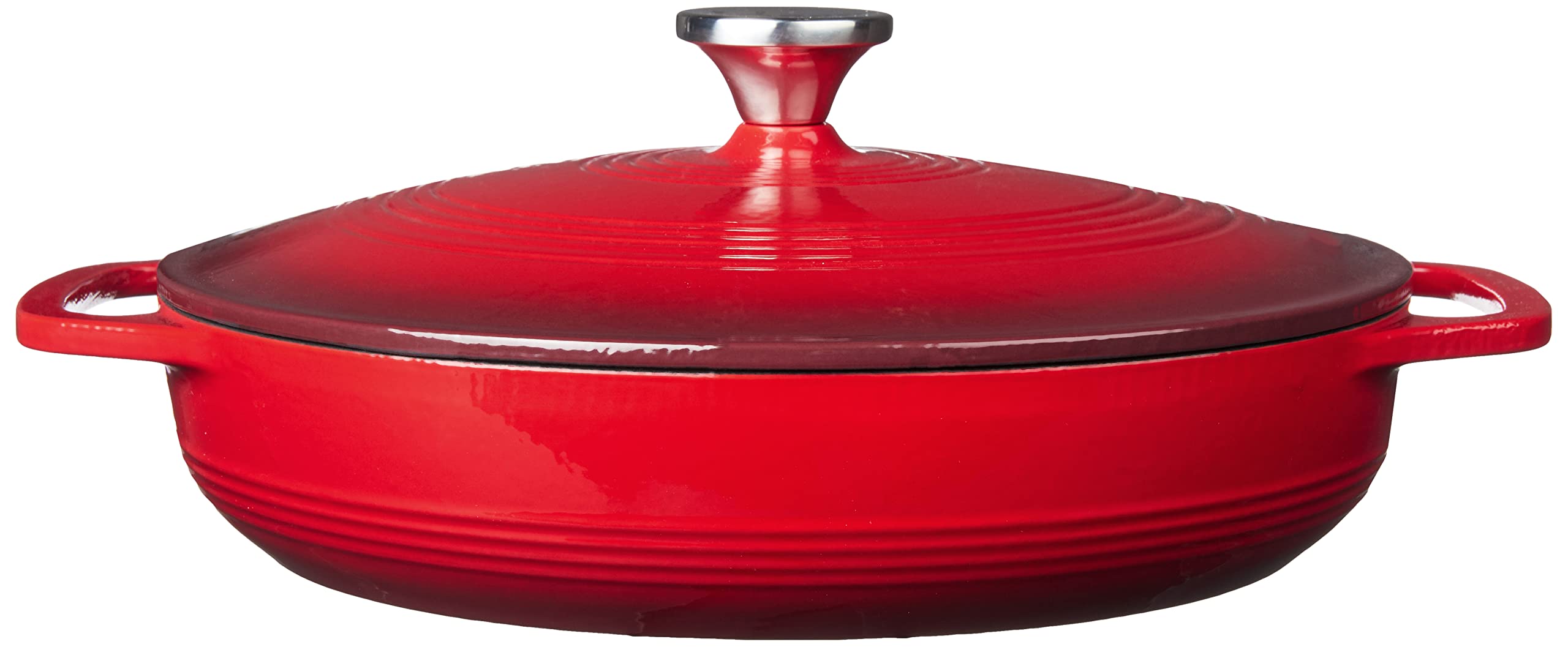 Lodge 3.6 Quart Enameled Cast Iron Oval Casserole With Lid– Dual Handles – Oven Safe up to 500° F or on Stovetop - Use to Marinate, Cook, Bake, Refrigerate and Serve – Island Spice Red