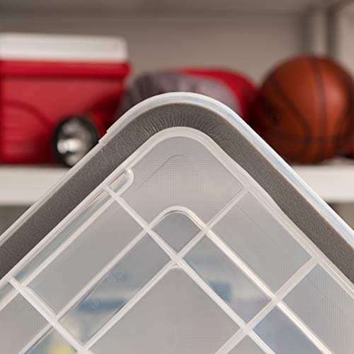 IRIS USA 19 Quart WEATHERPRO Plastic Storage Box with Durable Lid and Seal and Secure Latching Buckles, Weathertight, Clear with Black Buckles, 6 Pack