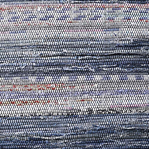 100% Cotton Rag Rug 24x36 - Multicolor Denim Chindi Rug - Hand Woven & Reversible for Living Room Kitchen Entryway Rug - Multi Color