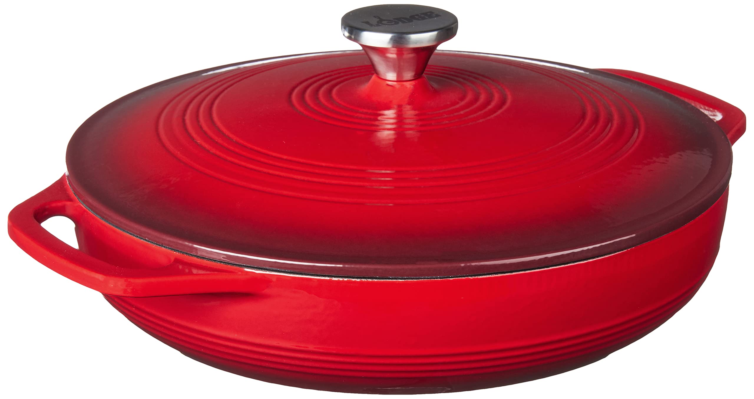 Lodge 3.6 Quart Enameled Cast Iron Oval Casserole With Lid– Dual Handles – Oven Safe up to 500° F or on Stovetop - Use to Marinate, Cook, Bake, Refrigerate and Serve – Island Spice Red