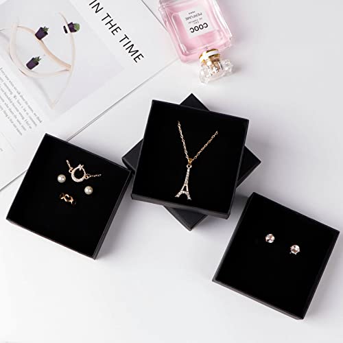 Sdootjewelry Black Jewelry Boxes Bulk 24 Packs, Gift Box for Jewelry with Foam, Small Jewelry Boxes for Gifts, 3.5’’ × 3.5’’ × 1.2”