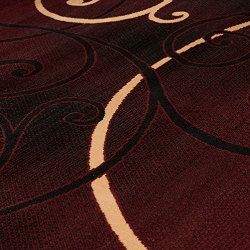 United Weavers Dallas Bangles Accent Rug – Burgundy, 5x8, Modern Indoor Rug with Scrollwork Pattern and Jute Backing