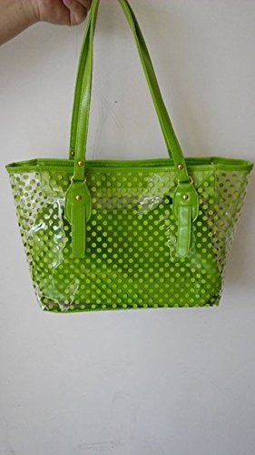Top Shop Womens Casual Polka Dot Clear Tote Bag Transparent Beach Handbag Green Shoulder Bag