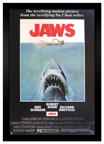 Jaws Movie, Great White Shark 24x36 Framed Poster (C2-1055)