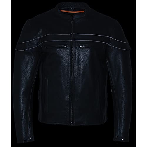 Milwaukee Leather SH1408 Men's Sporty Crossover Vented Black Motorcycle Leather Scooter Jacket - X-Large