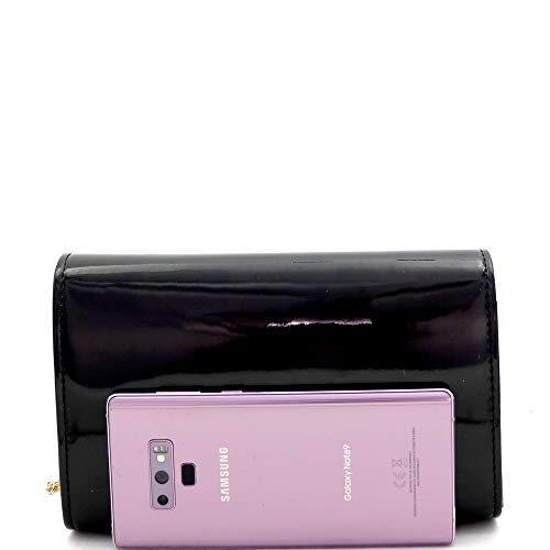 Leopard Print Glossy Faux Leather Clutch Purse Shoulder Bag with Chain Strap (Turn-lock Flap - 1Nude/Black)