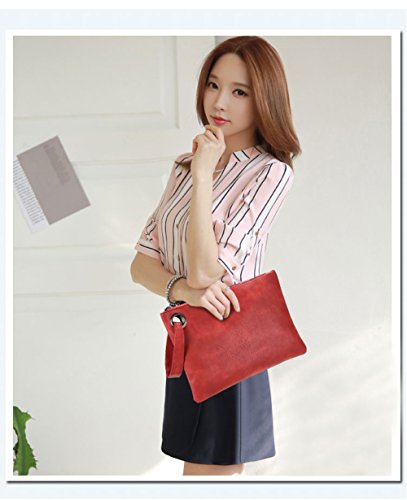J-BgPink Evening Bags Purse Envelop Clutch Chain Shoulder Womens Wristlet Handbag Foldover Pouch (black), X-Large