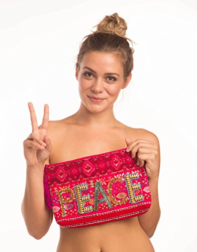 ‘ale by alessandra Women's Peach of Cake Hand Embroidered Beaded Clutch, Pink, One Size