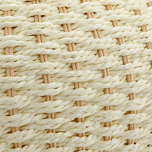 Puedo Women Shell Shape Straw Bag Rattan Woven Beach Handbags Summer Straw Tote Bag (White)