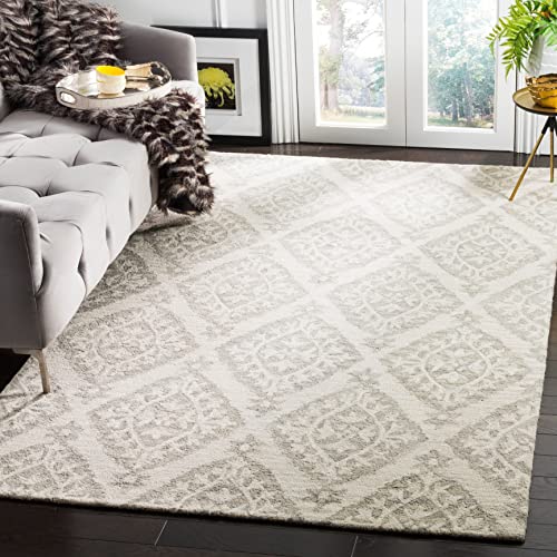 SAFAVIEH Micro-Loop Collection 9' x 12' Light Blue MLP210C Handmade Trellis Premium Wool Area Rug