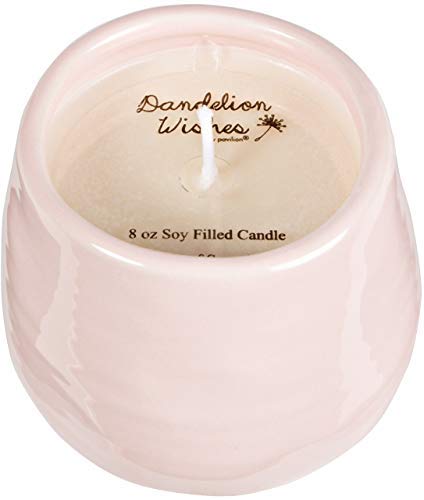 Pavilion Gift Company May All Your Wishes Come True Happy 60th Birthday-8 oz Soy Wax Candle with Wick in A Pink Ceramic Vessel 8 oz-100 Scent: Serenity, 3.5 Inch Tall