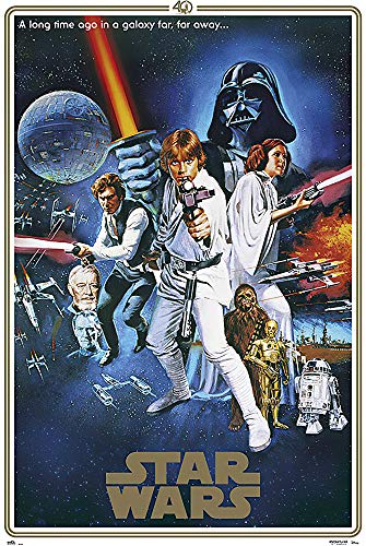 POSTER STOP ONLINE Star Wars Episode IV - A New Hope - Movie Poster/Print (40th Anniversary Gold Border Edition - Regular Style C) (Size 24" x 36")