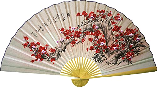 Large 60" Folding Wall Fan - Purity Blossoms - Original Hand-painted