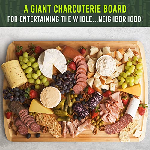 30 x 20 Bamboo Extra Large Cutting Board - Wooden Stove Top Cover Noodle Board - Meat Cutting Board for BBQ - Turkey Carving Board - Extra Large Charcuterie Board - Over the Sink Cutting Board
