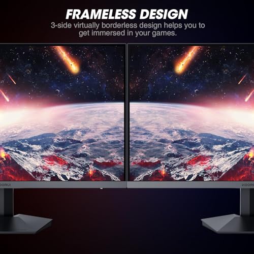 KOORUI 24 Inch Gaming Monitor, 165Hz IPS 1080p 1ms Adaptive Sync, Frameless, HDMI, DisplayPort, Tilt Adjustable, Eye Care, VESA Wall Mount, Black