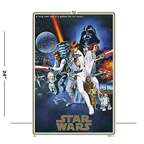 POSTER STOP ONLINE Star Wars Episode IV - A New Hope - Movie Poster/Print (40th Anniversary Gold Border Edition - Regular Style C) (Size 24" x 36")