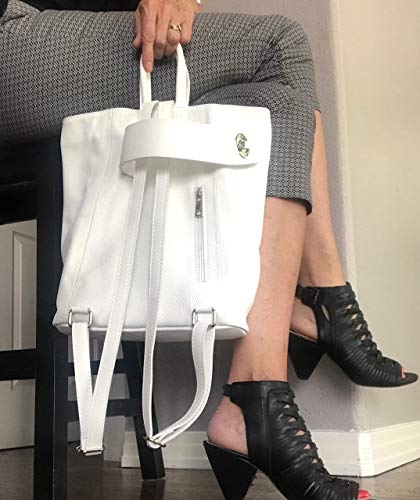 LaGaksta Stella Convertible Leather Backpack Purse β Casual Travel Tote Bag White