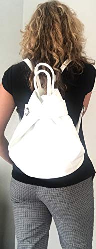 LaGaksta Stella Convertible Leather Backpack Purse β Casual Travel Tote Bag White