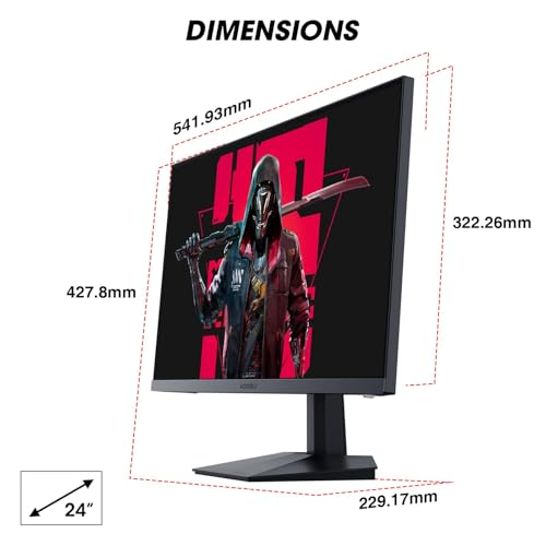KOORUI 24 Inch Gaming Monitor, 165Hz IPS 1080p 1ms Adaptive Sync, Frameless, HDMI, DisplayPort, Tilt Adjustable, Eye Care, VESA Wall Mount, Black