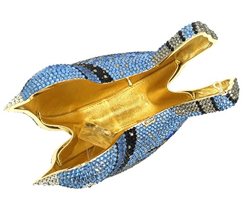 Elegant Evening Bags For Womens Clutches Purse Chain Wallet Handbags Crystal Party Bird Blue