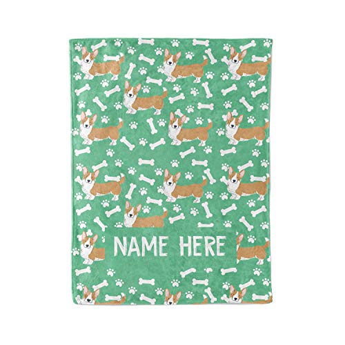 Personalized Custom Corgi Fleece and Sherpa Throw Blanket for Men Women Kids Babies - Blankets Perfect for Bedtime Bedding or as Gift Dog Dog Mom Dad