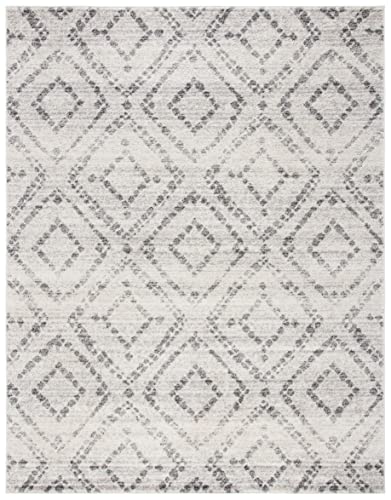 SAFAVIEH Adirondack Collection 8' x 10' Light Grey/Grey ADR131C Modern Diamond Distressed Non-Shedding Living Room Bedroom Dining Home Office Area Rug